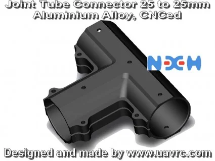 T-Style Clamp for D25mm Tubes -Metal, Black, Hub Connector T-Type 90D ...