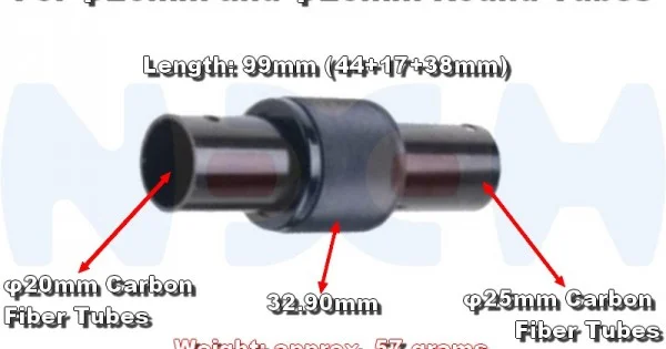 Folding Mechanism for Round Tubes 20mm-25mm -Black Matte Anodized